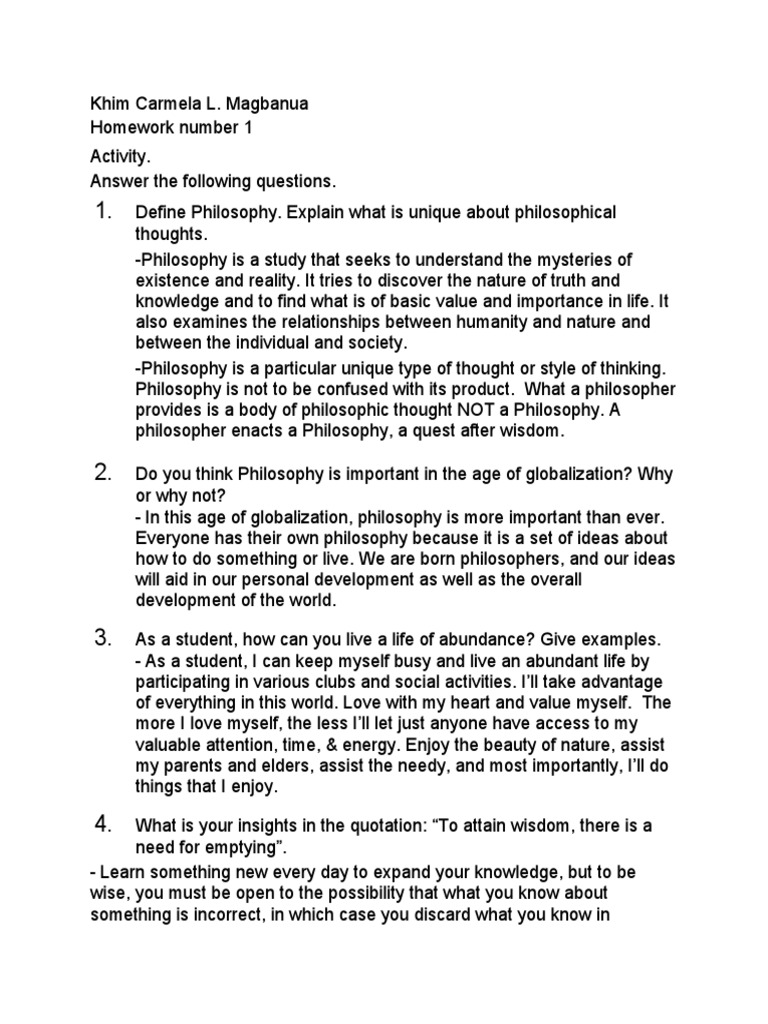 Homework 1 Philosophy | PDF