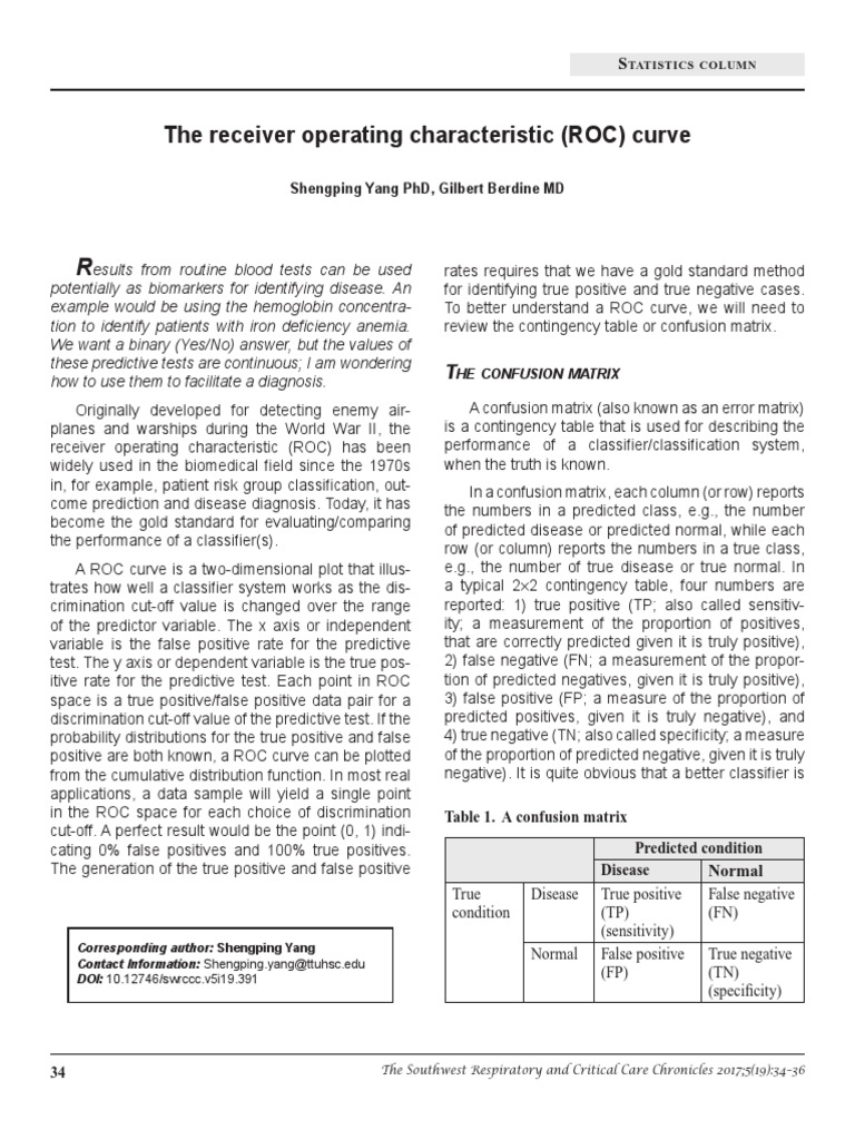 Understanding ROC Curves in Diagnostics | PDF | Receiver Operating ...
