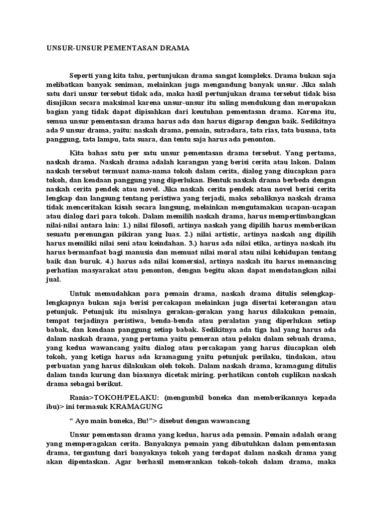 Unsur Penting Pementasan Drama | PDF