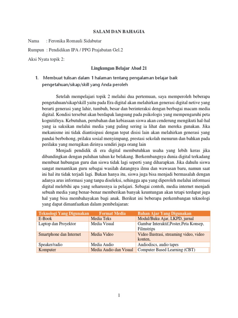 Aksi Nyata Dan Lembar Komitmen Feronika Romauli Sidabutar | PDF | Komputer