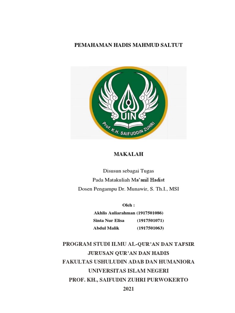 Ma'anil Hadis Mahmud Syaltut | PDF | Ilmu Sosial | Filsafat