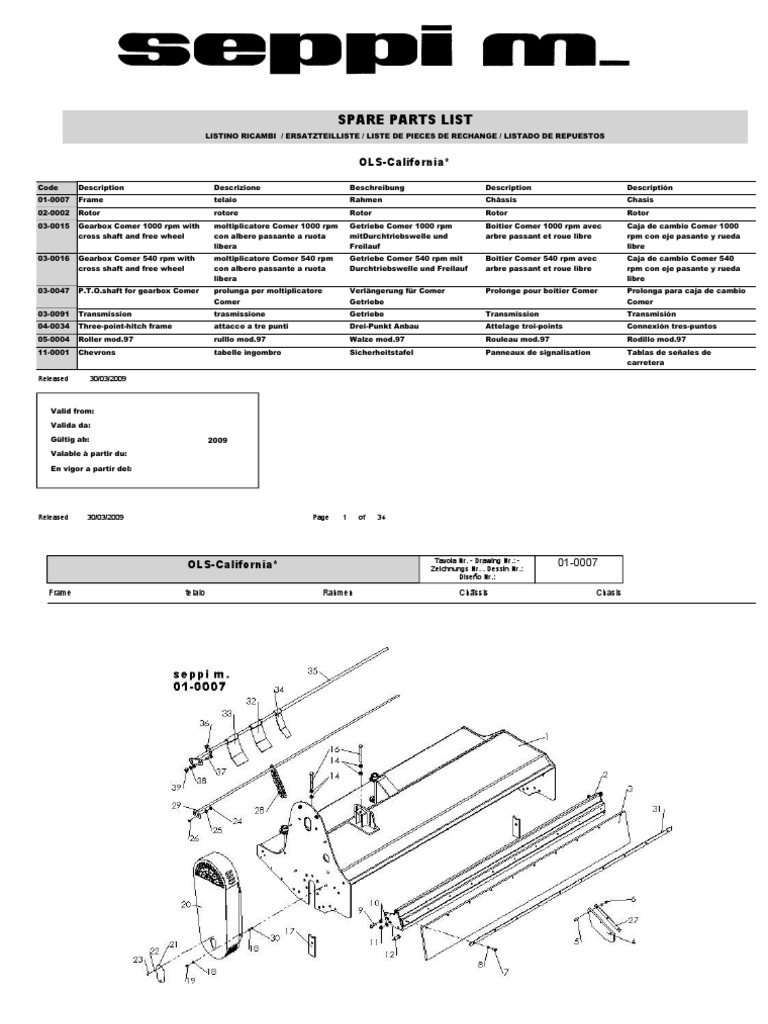 Spare Parts List: OLS-California | PDF