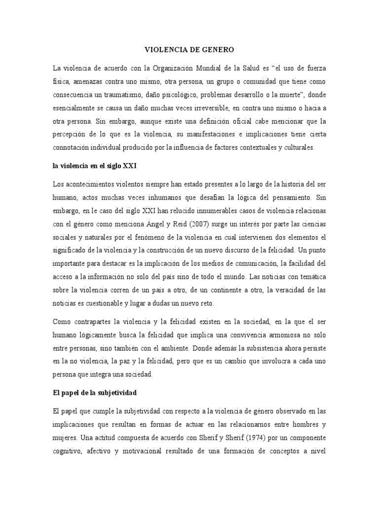 Violencia De Genero Pdf Violencia Mujer