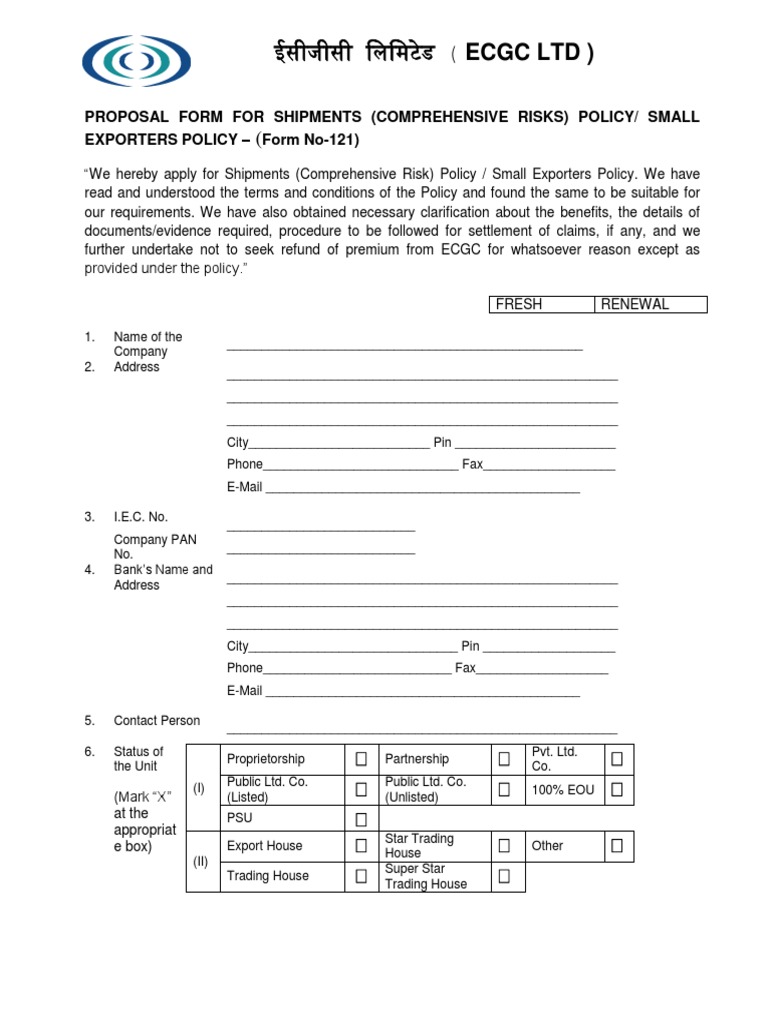 SCR Proposal - Form No-121 | PDF | Banks | Banking