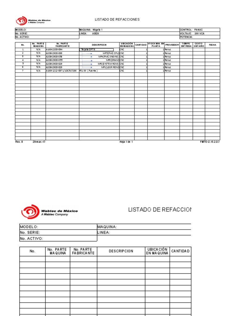 Listado de Refacciones | PDF