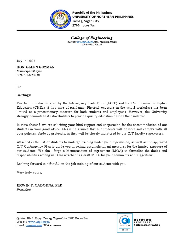 ENDORSEMENT LETTER | PDF