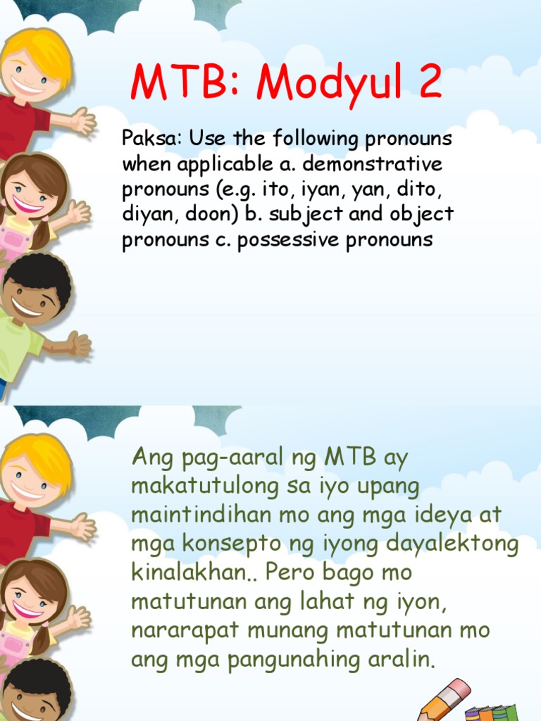 Q2 - MTB-MLE - MOD 2 - Use The Following Pronouns When Applicable A. Demonstrative Pronouns | PDF