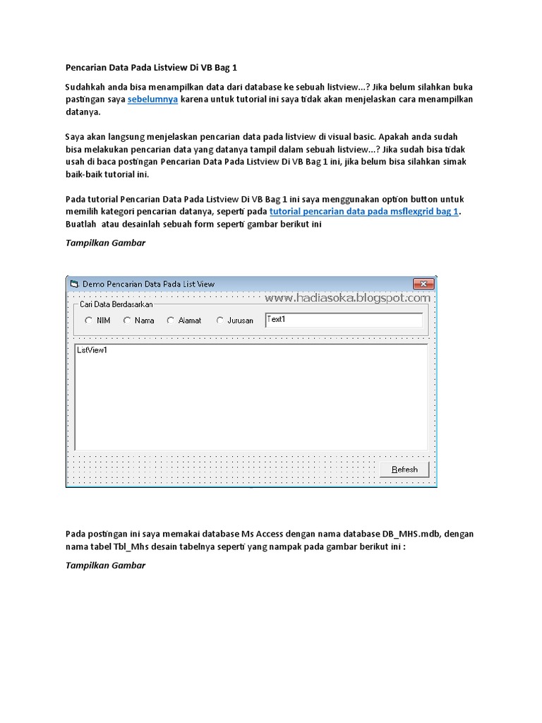 Pencarian Data Pada Listview Di VB Bag 1 | PDF Pencarian Data Pada Listview Di VB Bag 1 | PDF
