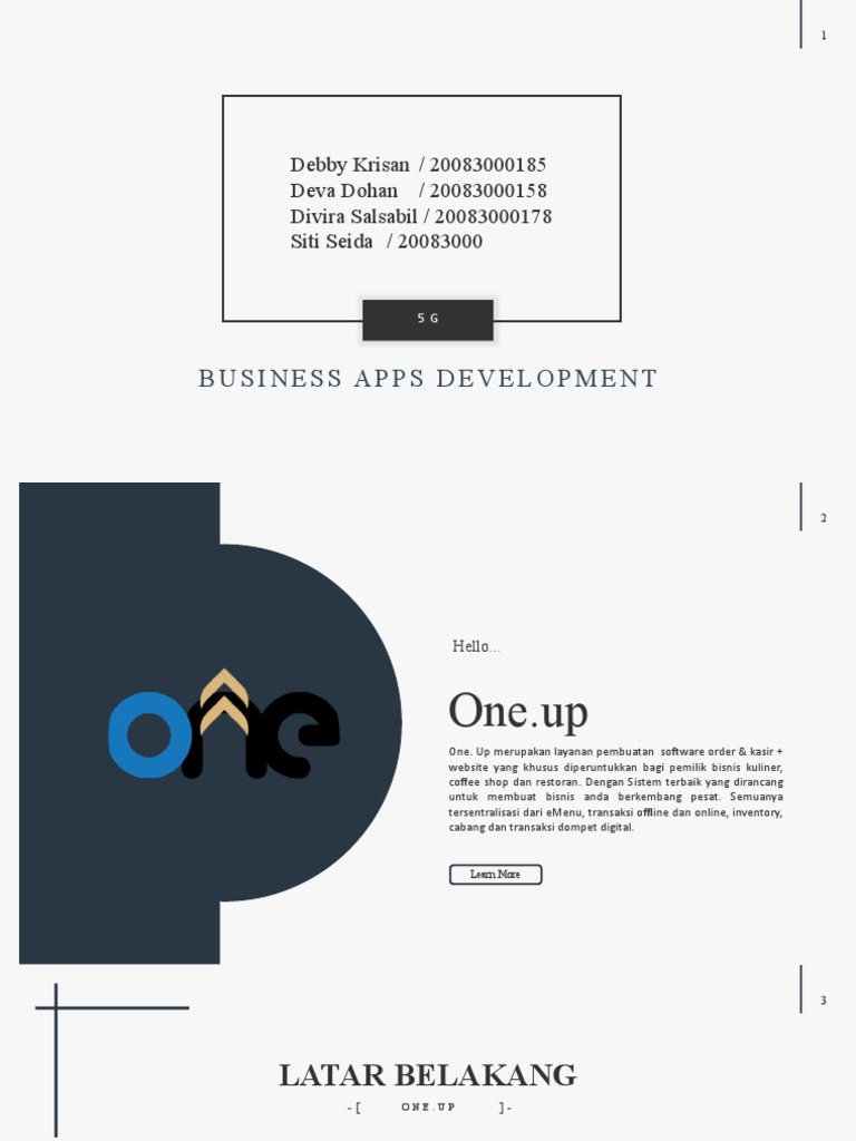 Presentasi Rencana Bisnis One.Up | PDF | Bisnis