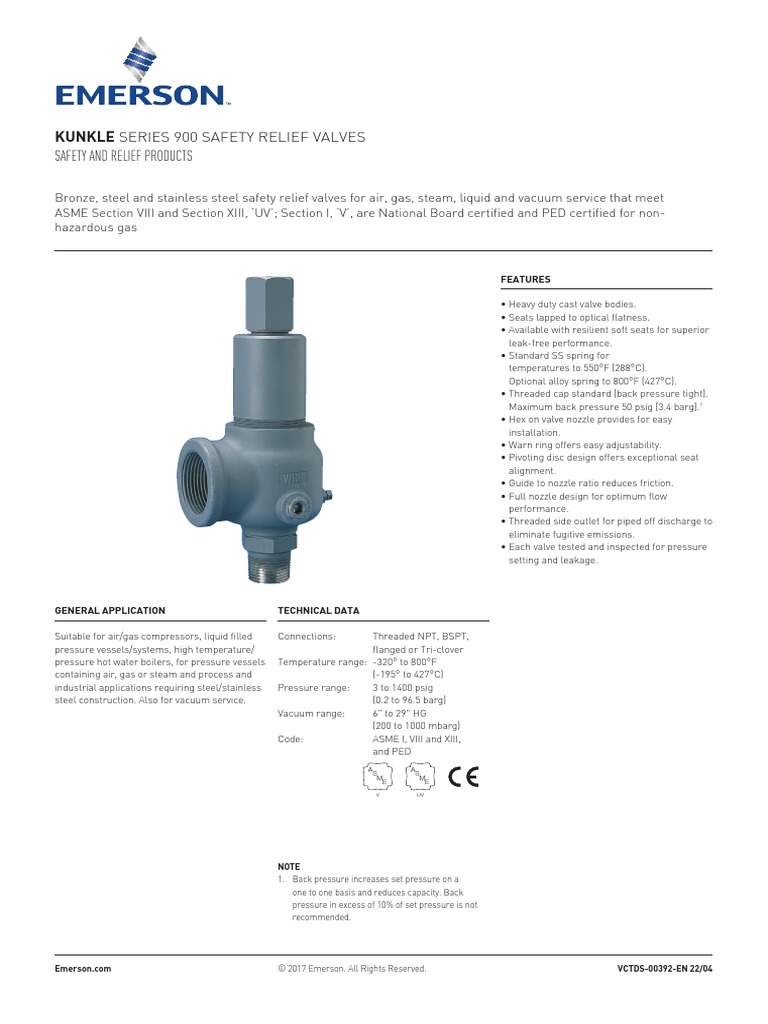 Data Sheets Series 900 Safety Relief Valves Kunkle Valve en en 5197458 ...