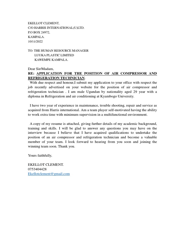 Cover Letter Final Luuka | PDF | Air Conditioning | Mechanical Engineering