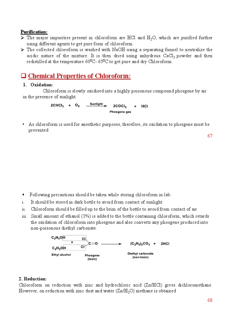 Chloroform Purification and Properties | PDF | Chloroform | Nitric Acid