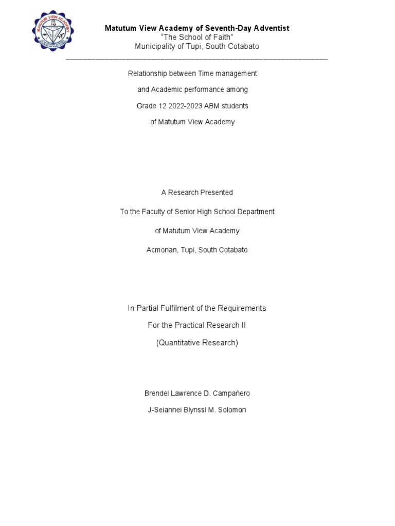 Relationship Between Time Management Pdf Psychology Cognition