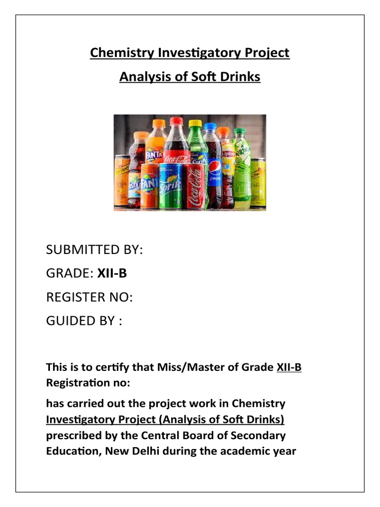 Chemistry Investigatory Project Grade 12 | PDF | Soft Drink | Drink