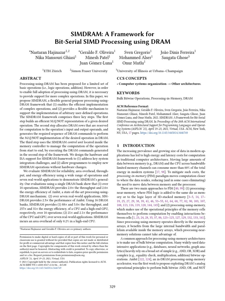 SIMDRAM | PDF | Dynamic Random Access Memory | Central Processing Unit