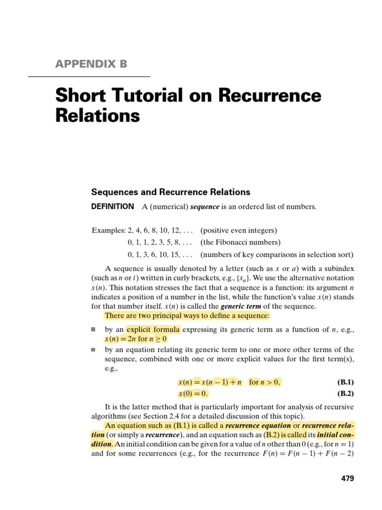 Short Tutorial On Recurrence Relations Pdf Recurrence Relation Ordinary Differential Equation