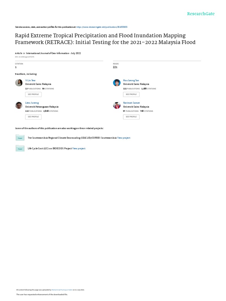 Rapid Extreme Tropical Precipitation and Flood Inundation Mapping Framework (RETRACE) : Initial ...