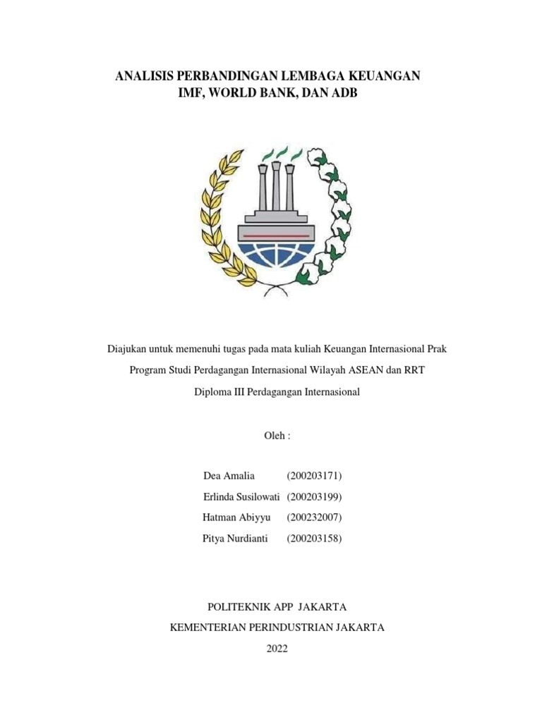 Kelompok 1 - Analisis Perbandingan Lembaga Keuangan IMF, World Bank, ADB | PDF