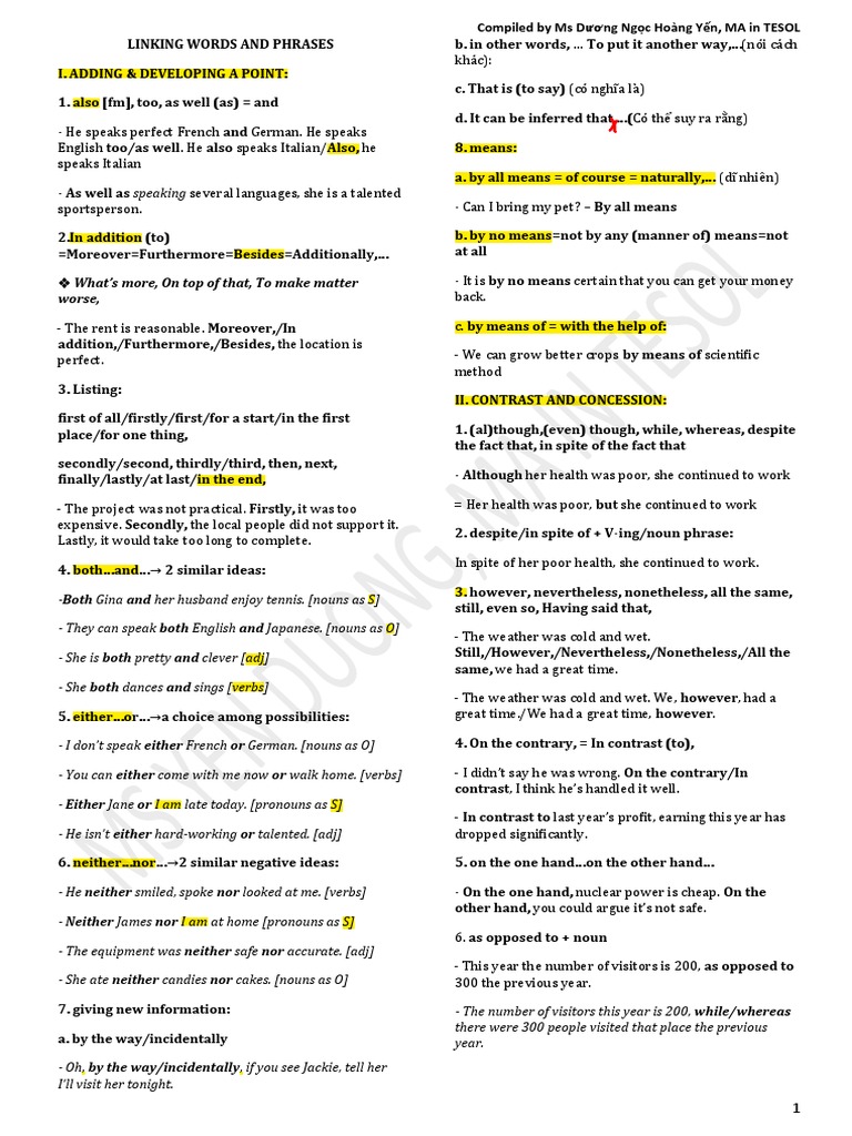 Linking Words and Phrases | PDF | Verb | Linguistic Typology