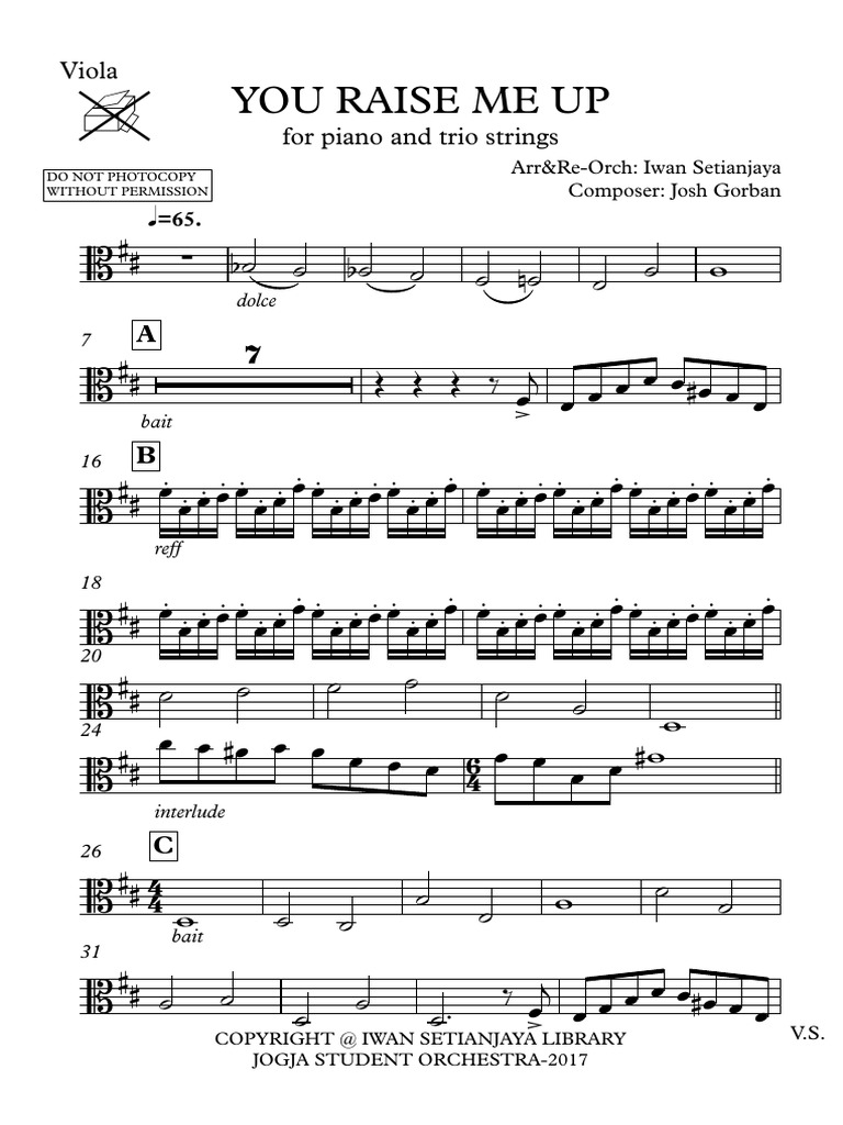 YOU RAISE ME UP - Viola | PDF