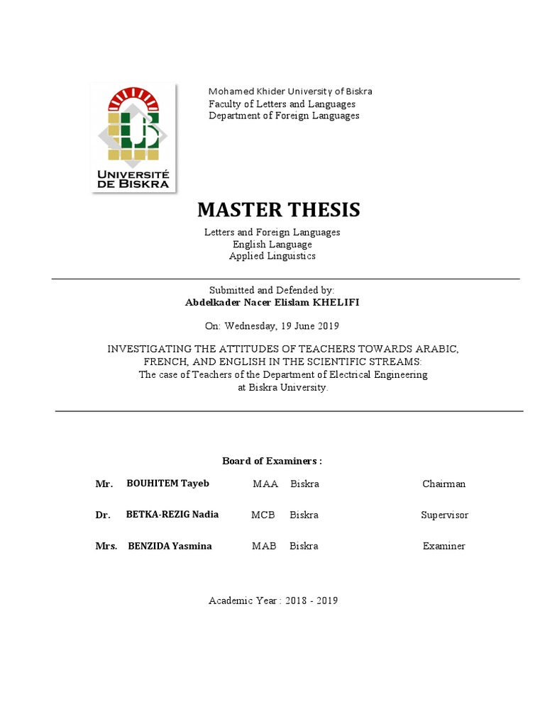 Master Thesis | PDF | Arabic | English As A Second Or Foreign Language