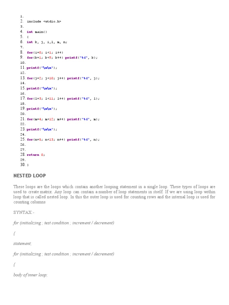 Nesting Loops, Factorial | Download Free PDF | Control Flow | C ...