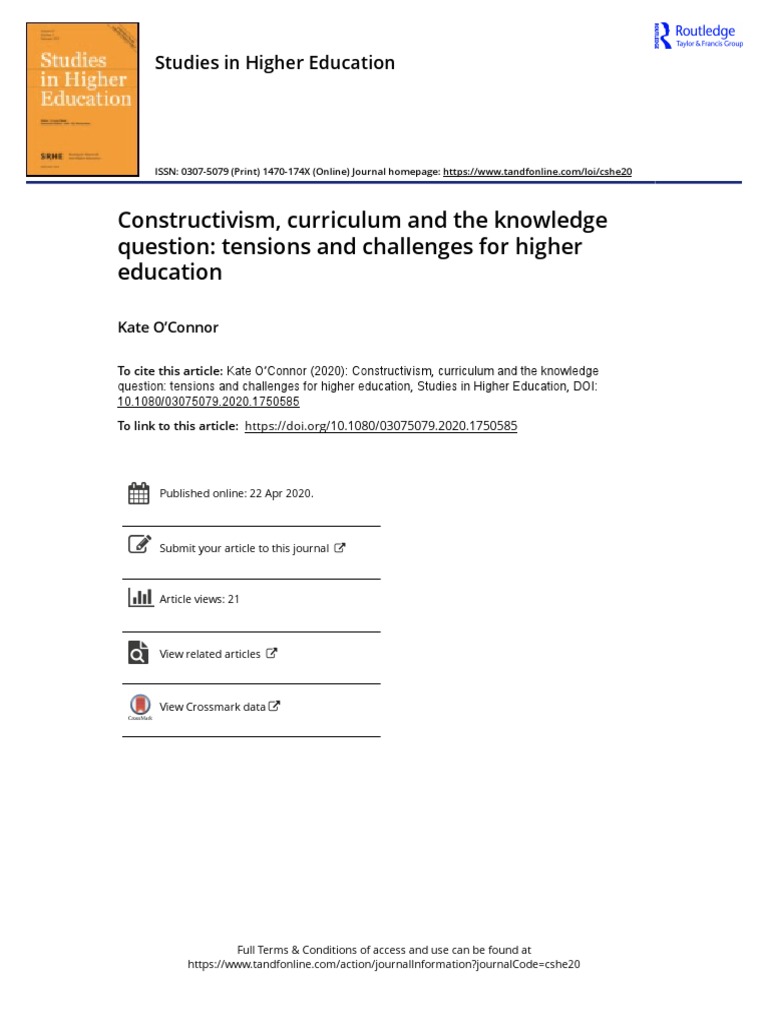 Constructivism, Curriculum and The Knowledge Question | PDF ...