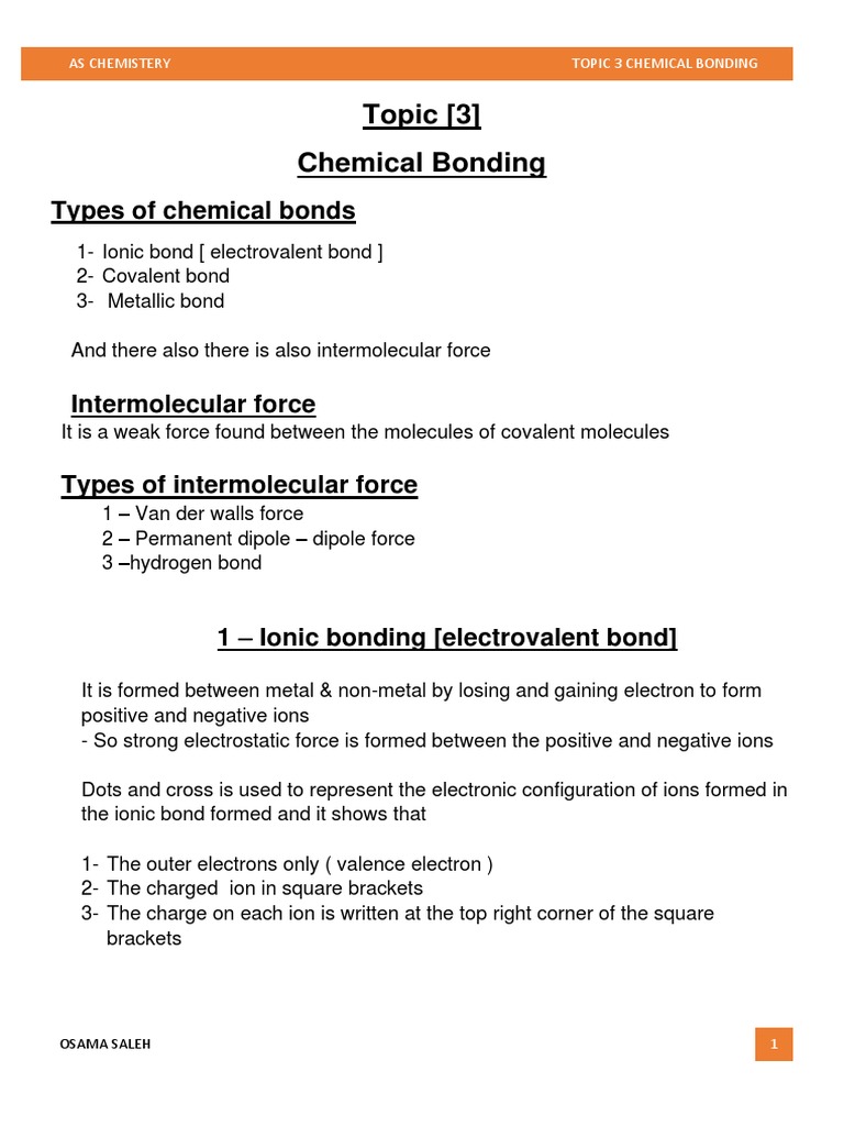Topic 3 As Chemical Bonding | PDF | Chemical Bond | Chemical Polarity