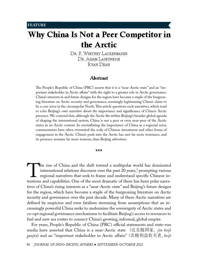 Why China Is Not A Peer Competitor in The Arctic | PDF | China | World ...