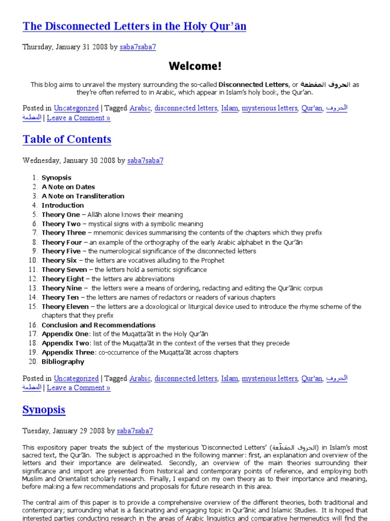 The Disconnected Letters | PDF | Quran | Islam