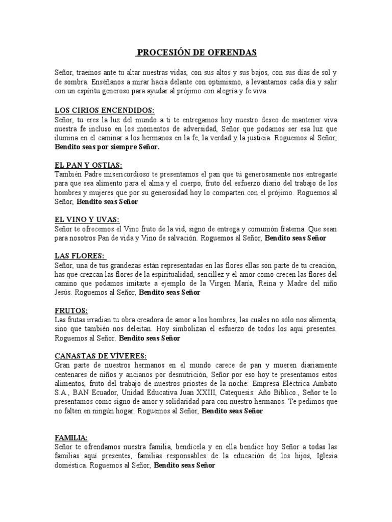 Nuevo Procesion de Ofrendas | PDF