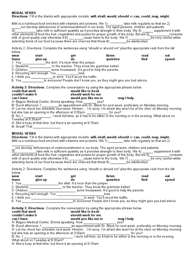 Modal Verbs | PDF | Foods | Dietary Supplements
