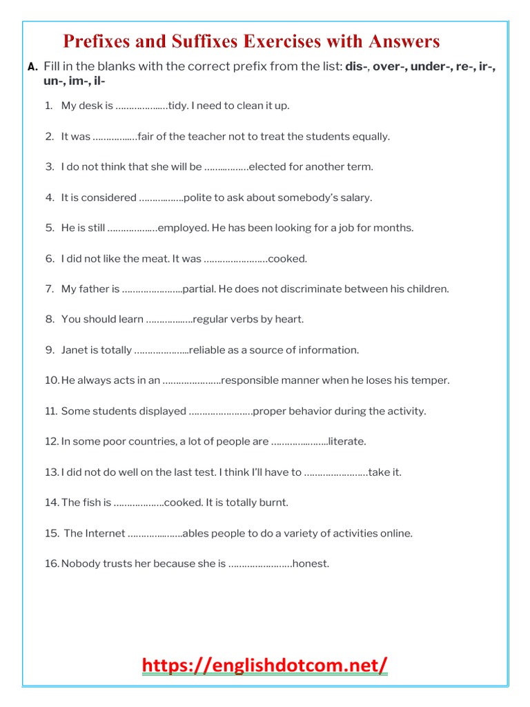 Prefix and Suffix Practice Worksheets | PDF