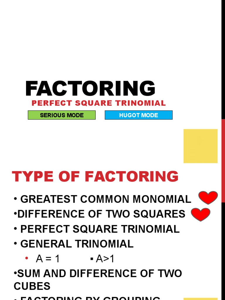 Perfect Square Trinomial | PDF | Factorization | Abstract Algebra