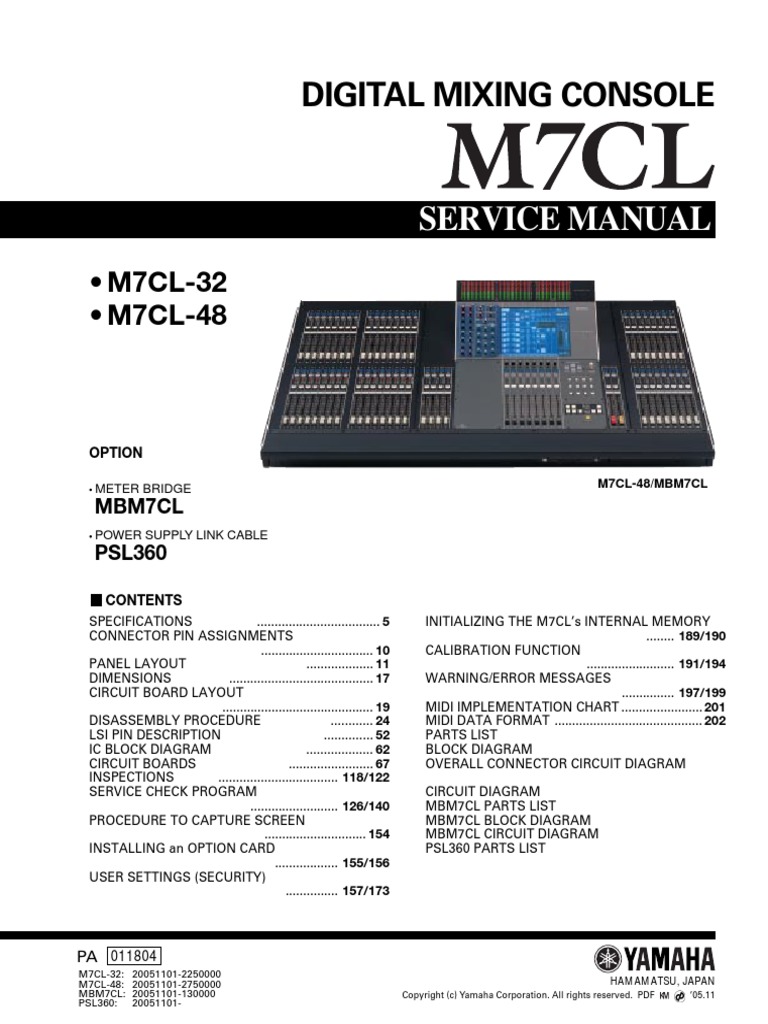 Yamaha m7cl | PDF | Equalization (Audio) | Decibel
