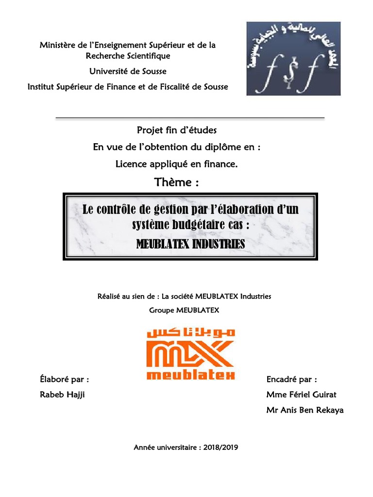 Contrôle de gestion chez MEUBLATEX Industries | PDF | Évolution de ...