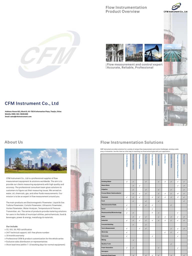 CFM Instrument Product Catalog V1.0 - Compressed | PDF