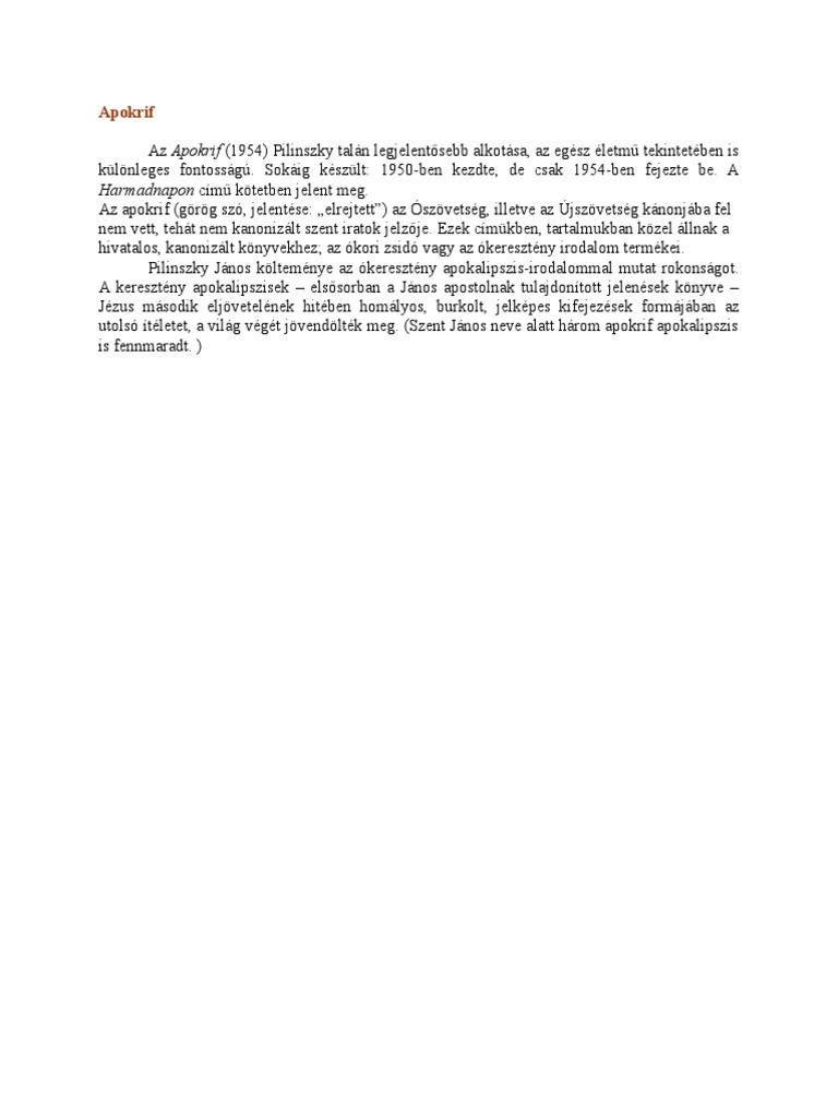 Pilinszky Apokrif | PDF