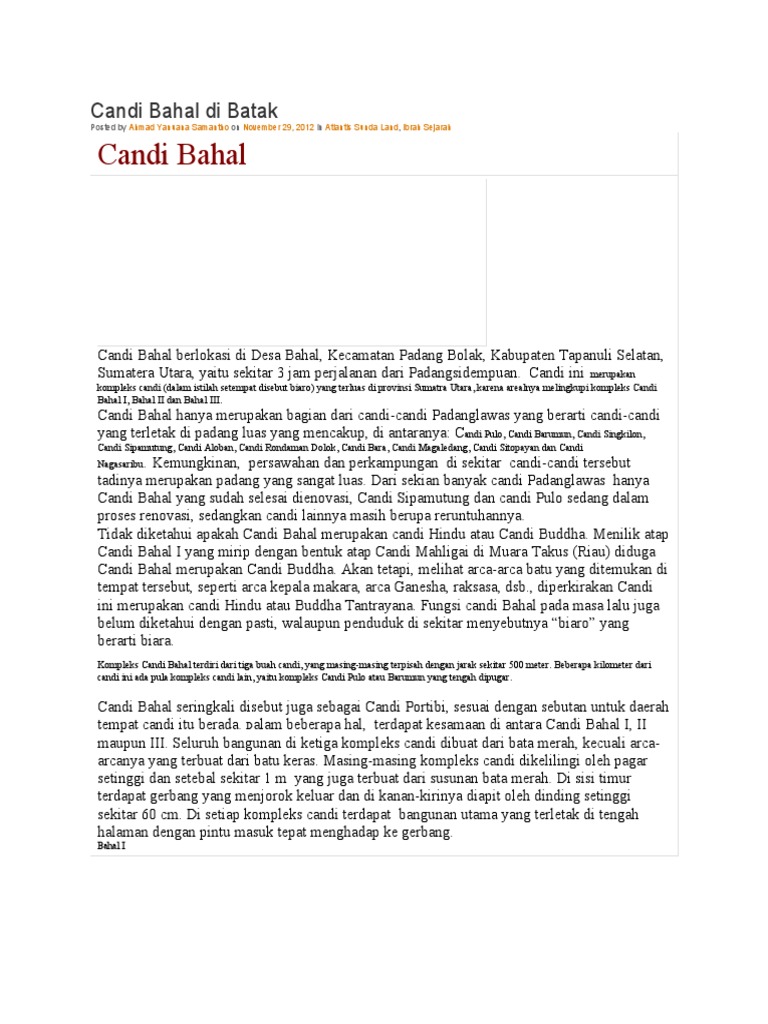 Kompleks Candi Bahal di Tapanuli | PDF