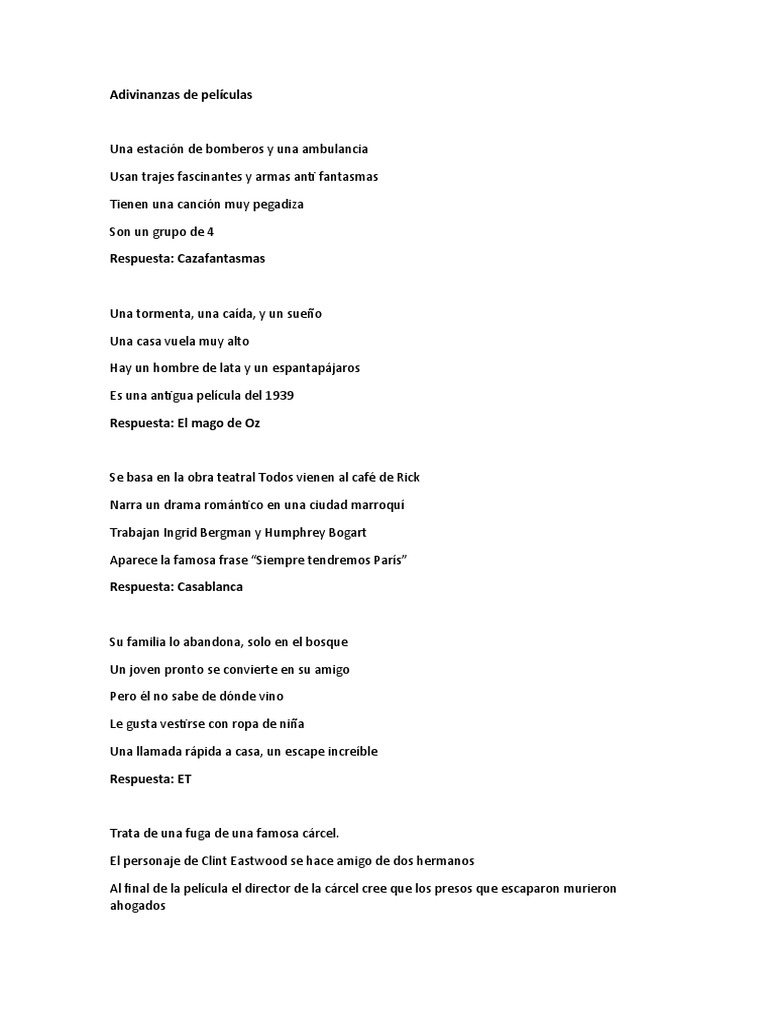 Adivinanzas de Películas | PDF