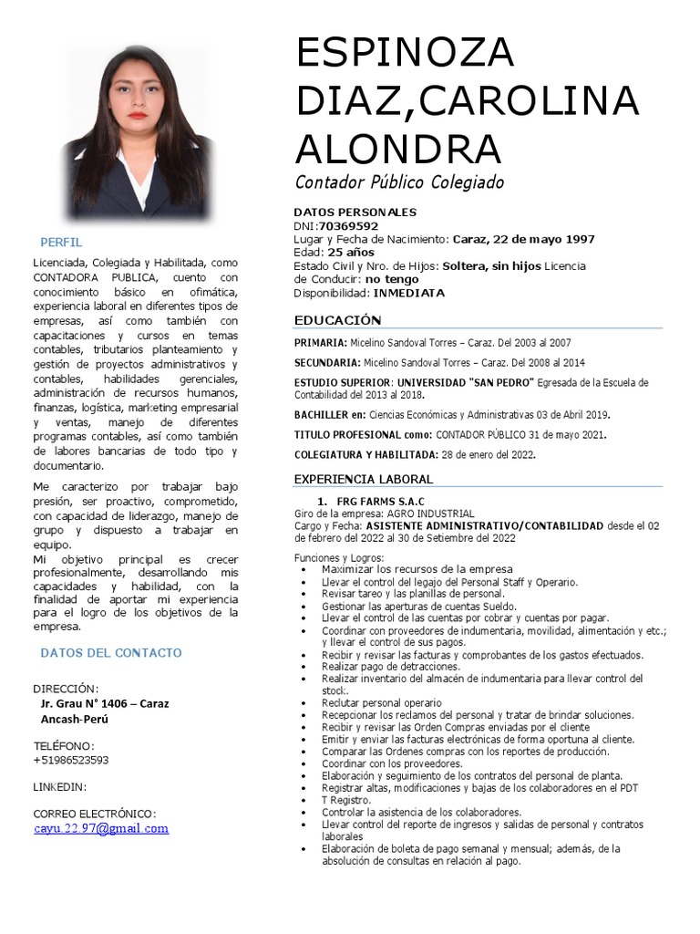 CV documentado Carolina ESPINOZA DIAZ | PDF