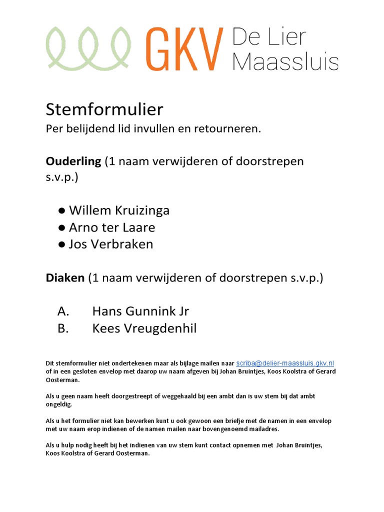 Stemformulier 2021 | PDF