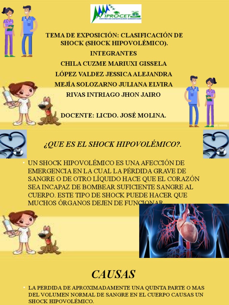 Clasificación y Primeros Auxilios en Shock Hipovolémico | PDF
