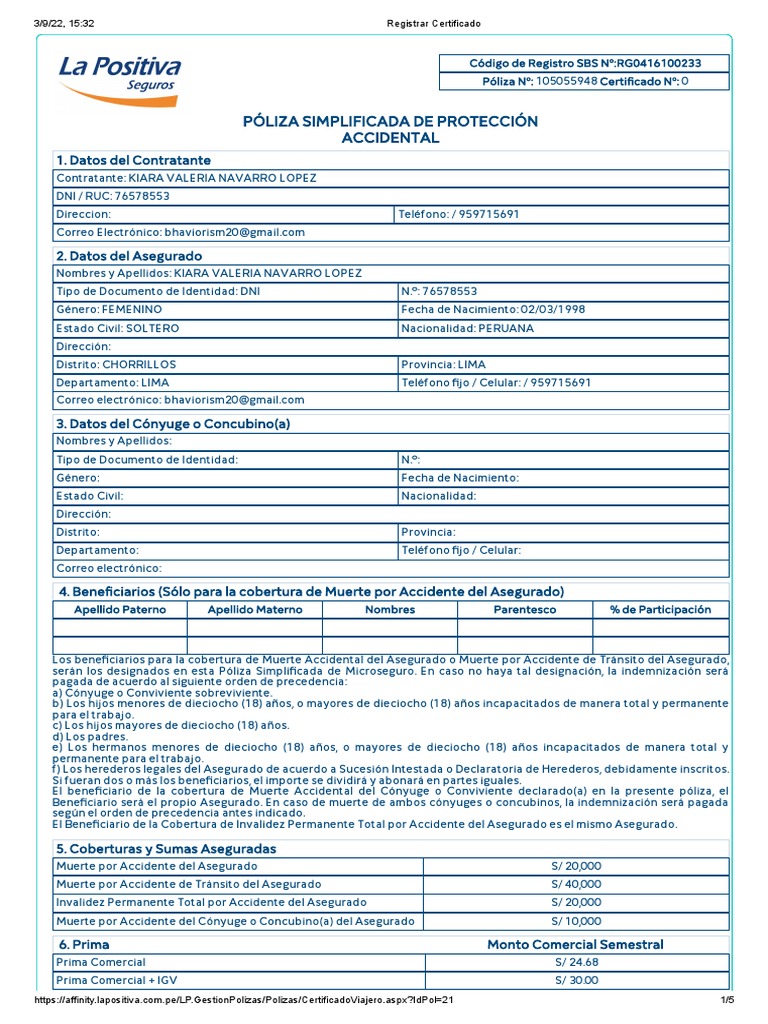 Póliza de Microseguro de Accidentes | PDF | Póliza de seguros | Seguro