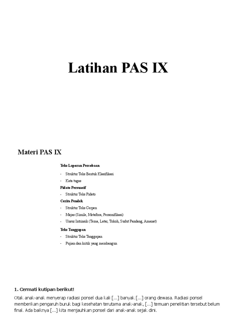 Latihan PAS IX | PDF
