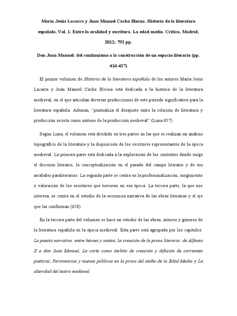 RESEÑA-María Jesús Lacarra y Juan Manuel Cacho Blecua | PDF