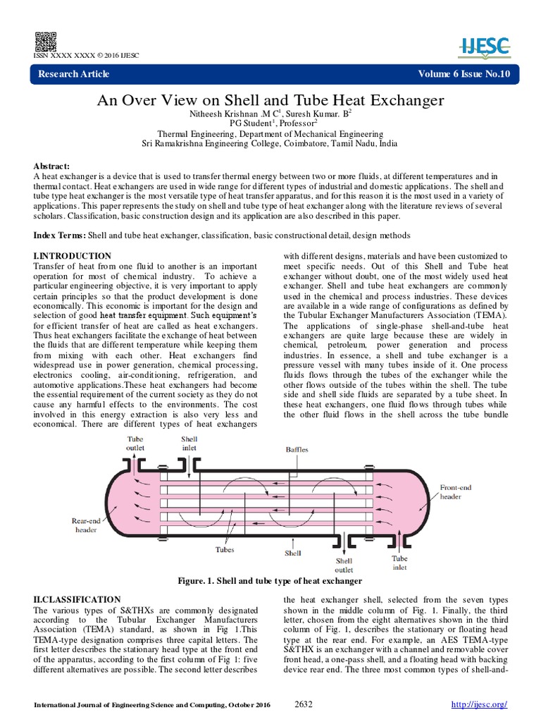 An Over View On Shell and Tube Heat Exchanger | PDF | Heat Exchanger ...