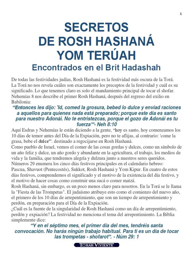 Secretos de Rosh Hashanah | PDF | Yom Kippur | Rosh Hashaná