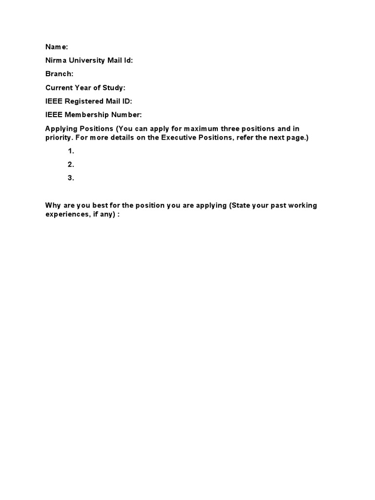 Application Format | PDF | Institute Of Electrical And Electronics ...