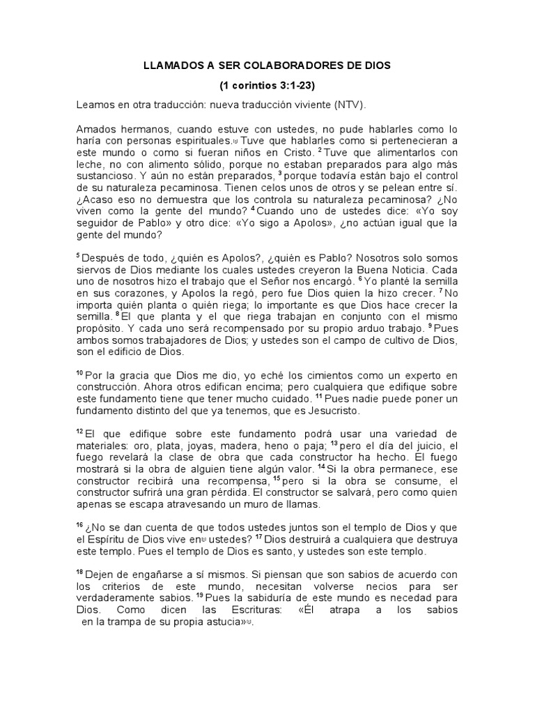 Llamados A Ser Colaboradores de Dios | PDF | Cristo (título) | Dios